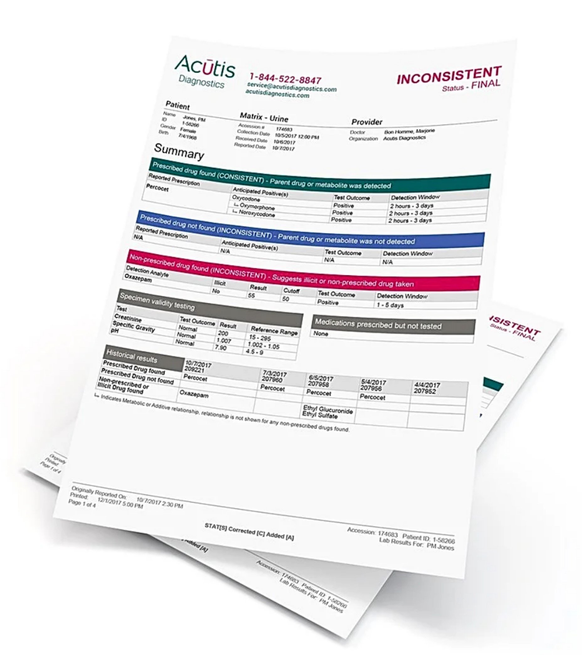 Clinical diagnostics 728 Patient Report | Lab Testing Results